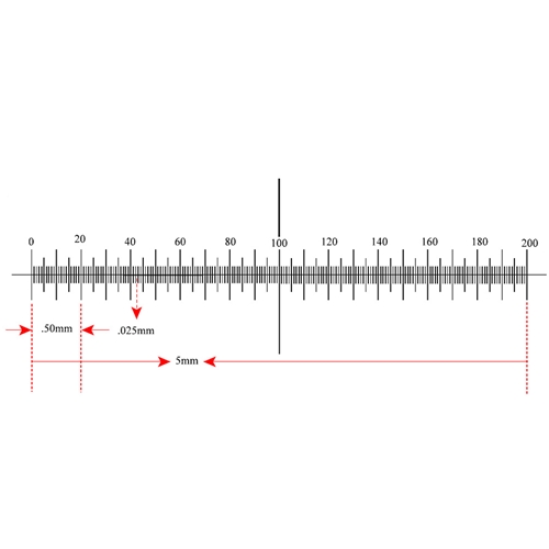 Ruler Reticle 5mm 200 Divisions